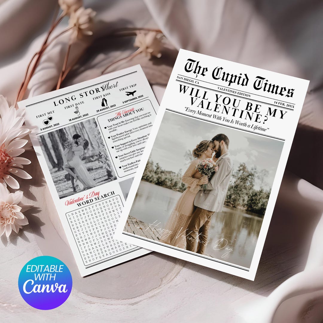 Valentines Day Newspaper Template, Editable Valentine's Day Template ...