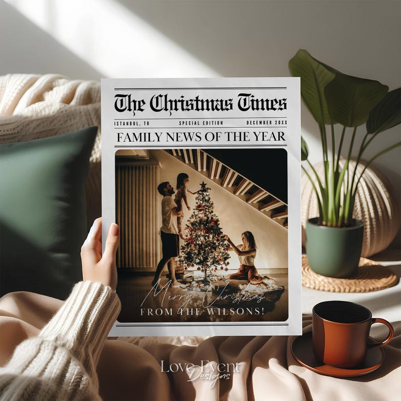 Christmas Newspaper Template, Editable Family Holiday Newsletter, Year ...
