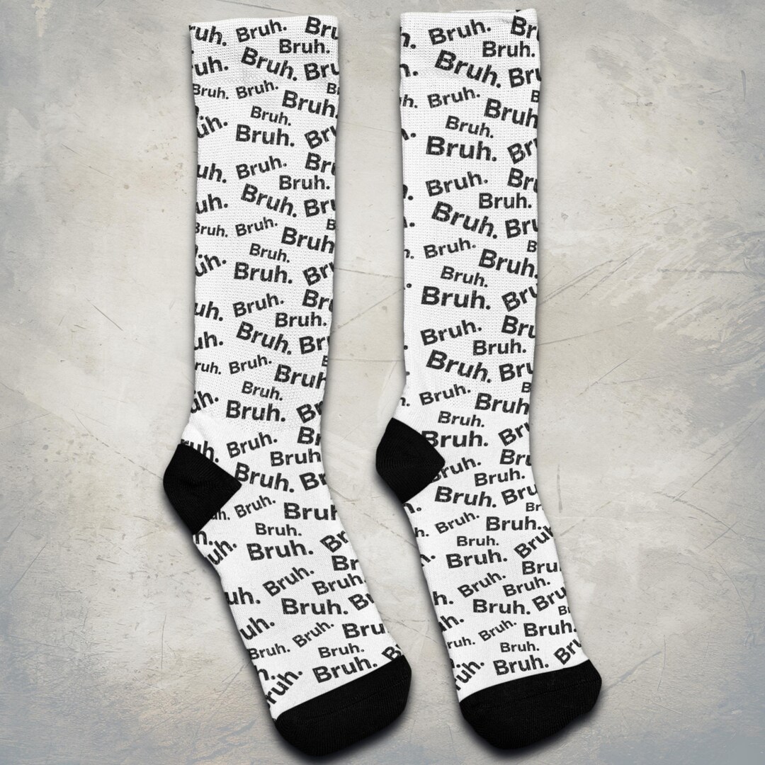 Bruh Socks - Funny Meme Socks, Bold Text Design, Goofy Aesthetic Gift ...