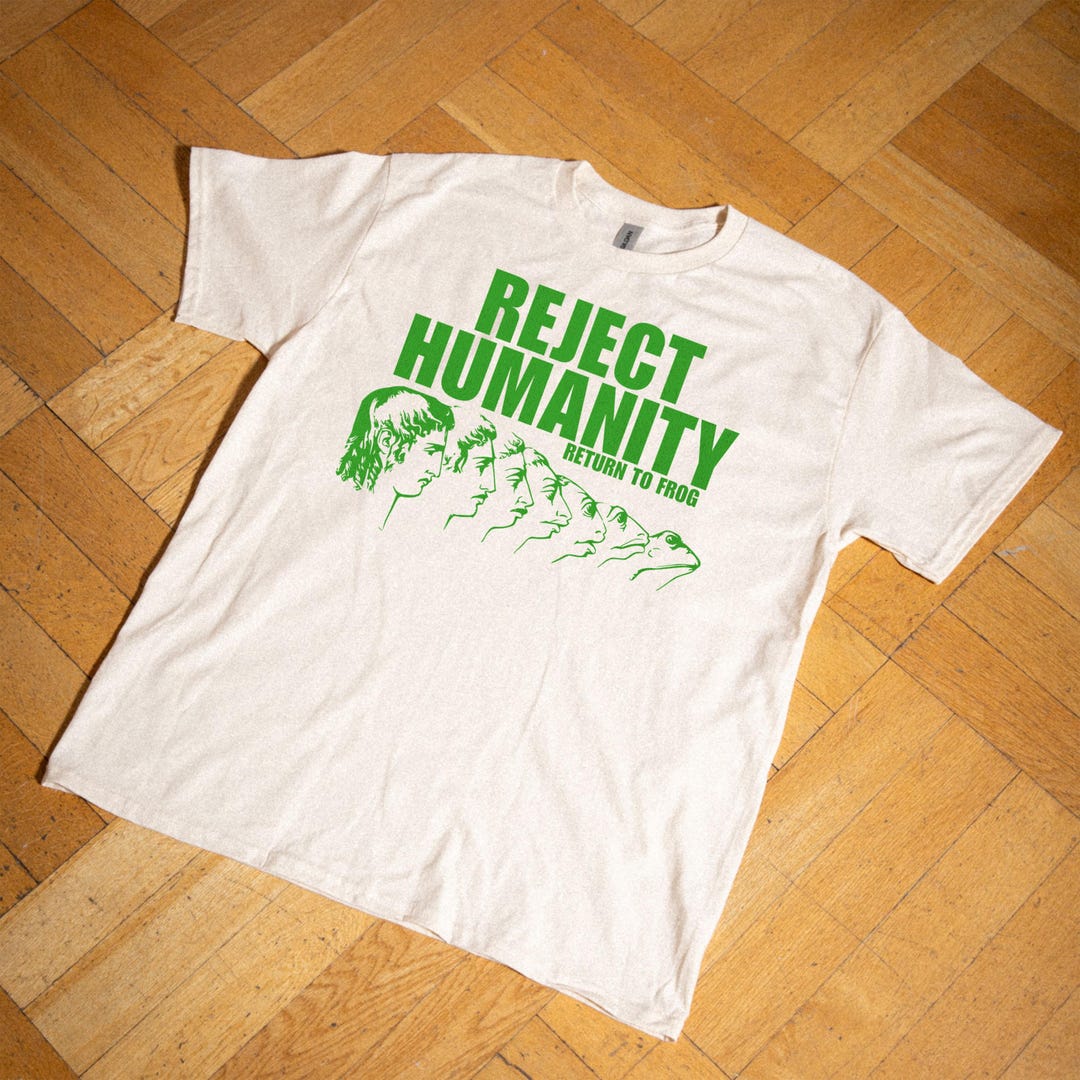Reject Humanity Frog Graphic T-shirt | Scientific Evolution Meme ...
