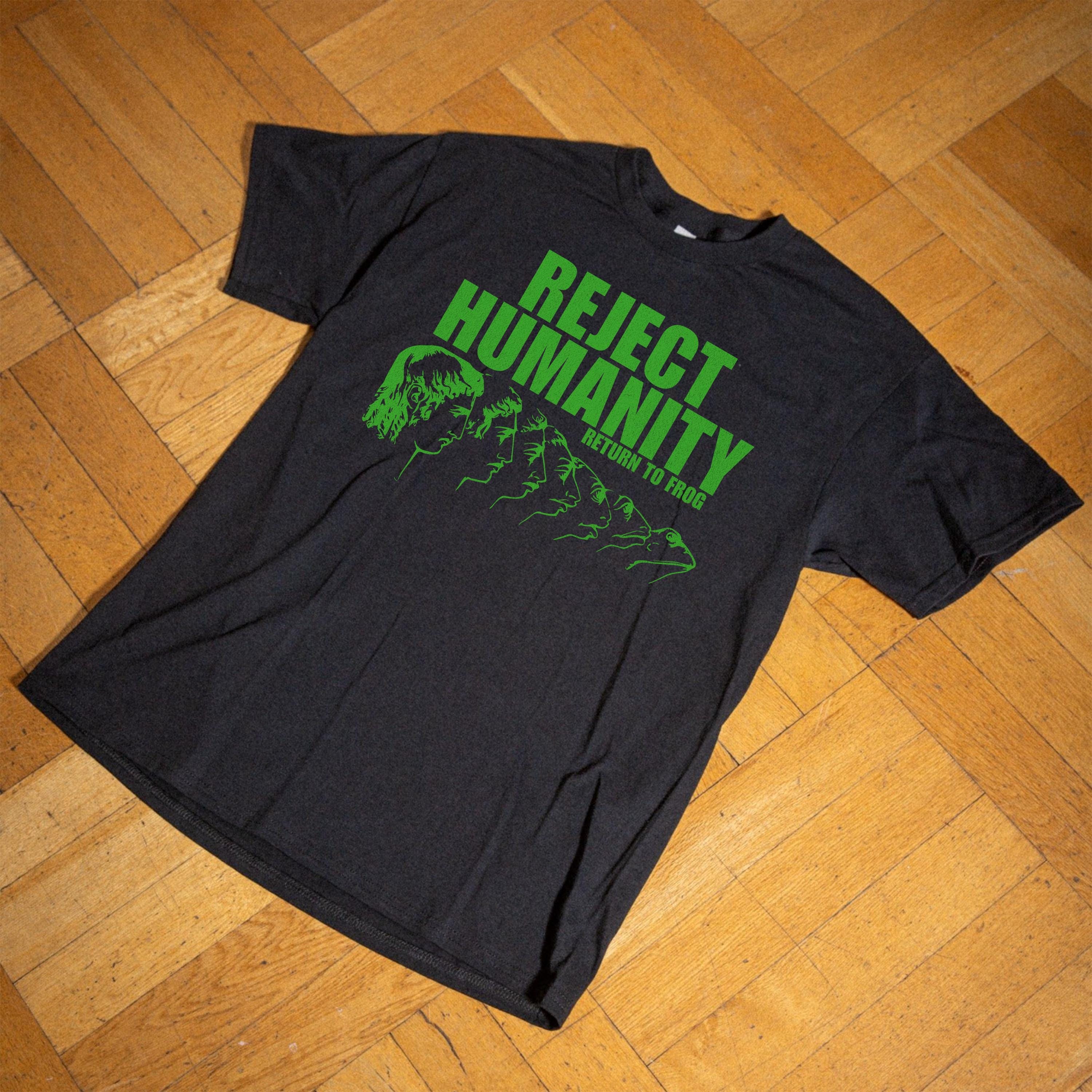 Reject Humanity Frog Graphic T-shirt | Scientific Evolution Meme ...