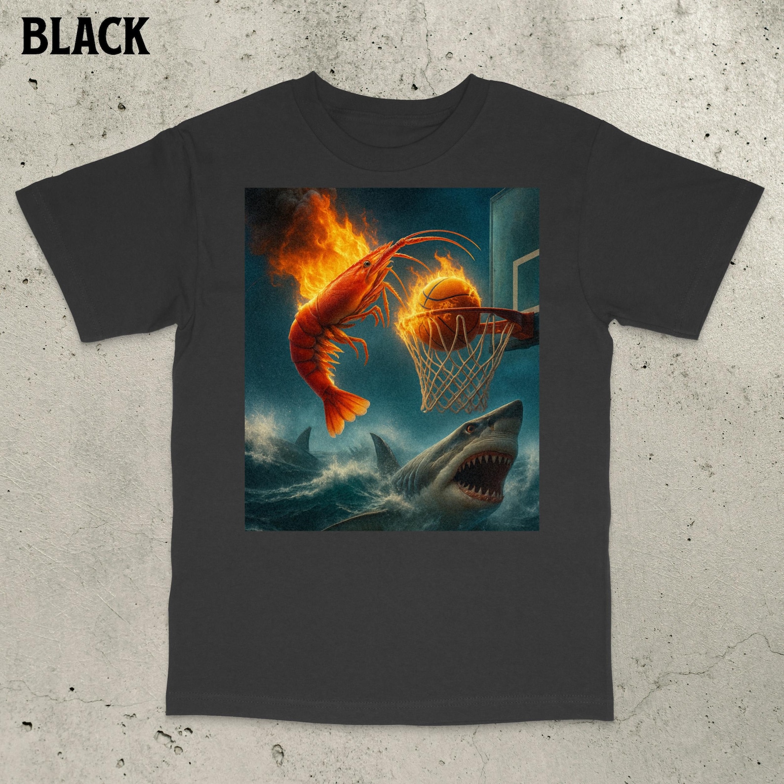 Fiery Shrimp Dunk Shirt, Basketball T-shirt, Sports Fan Apparel ...