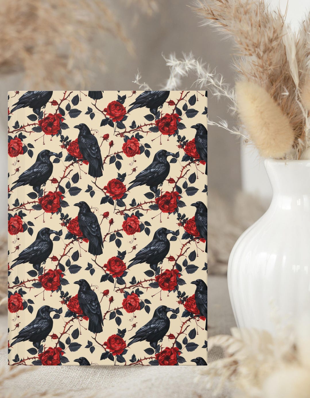 Raven and Roses Journal, Vintage Raven Design Notebook, Gothic ...
