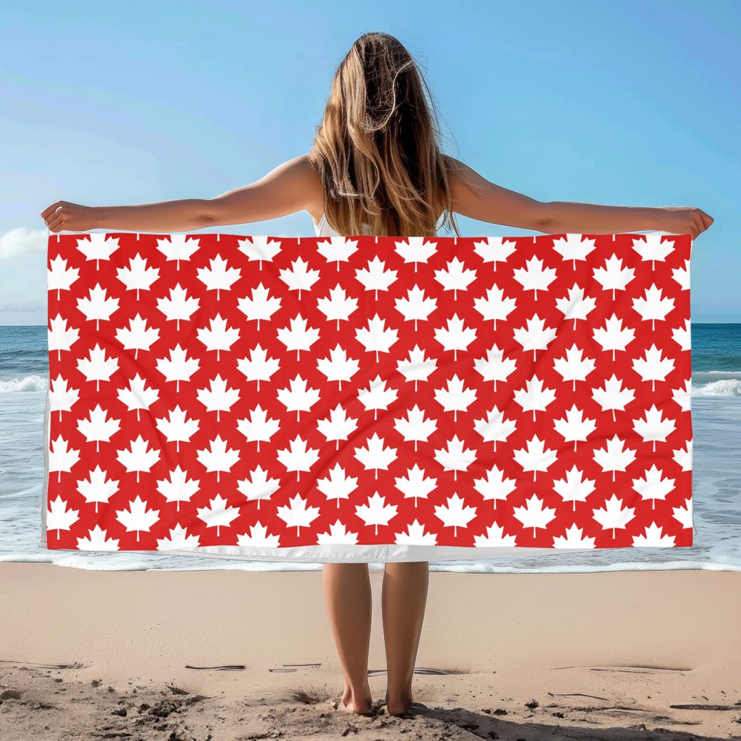 Canadian Maple Leaf Beach Towel, Summer Essentials, Poolside Accessory ...