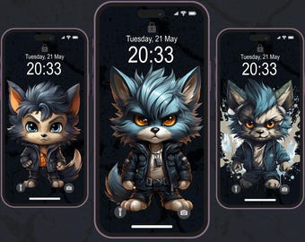Edgy Cat Character iPhone Wallpaper | Unique Digital Download - Etsy