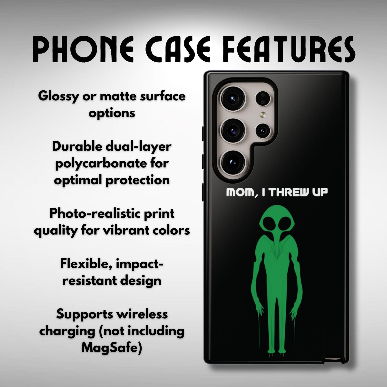 Alien Phone Case Funny Meme Design Quirky Cosmic Phone Cover Glossy ...