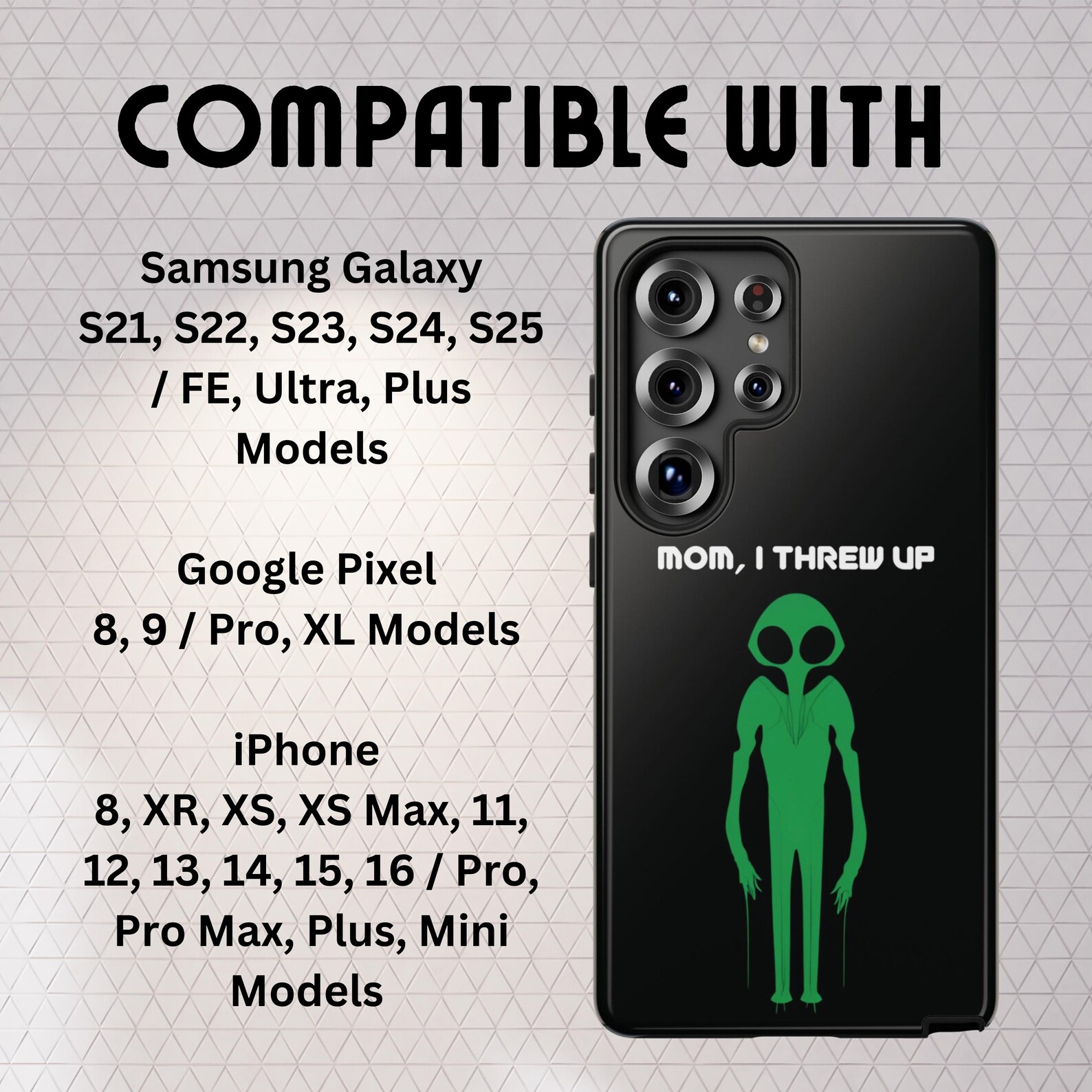 Alien Phone Case Funny Meme Design Quirky Cosmic Phone Cover Glossy ...