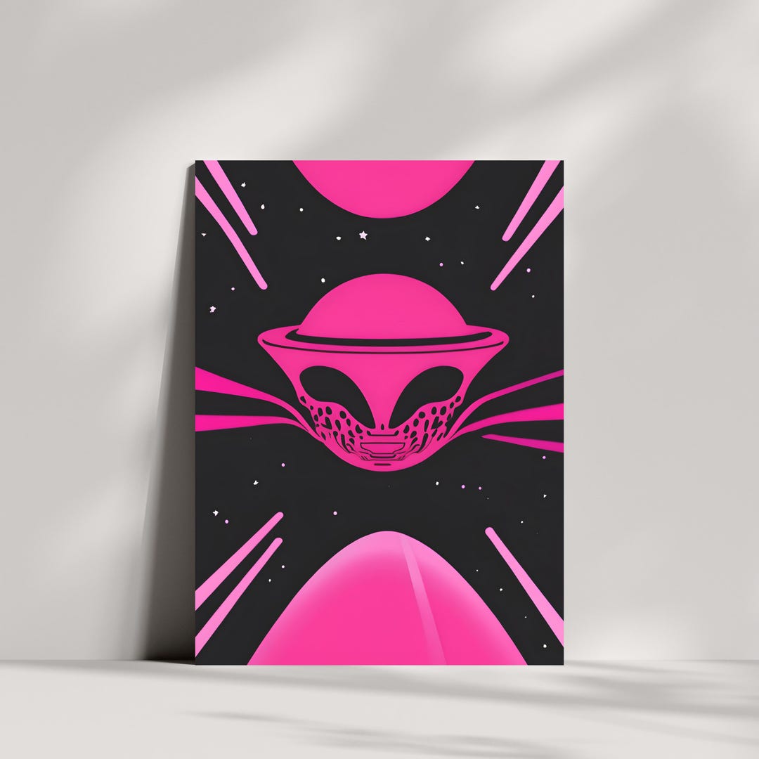 Neon Pink Space Girl Digital Wall Art, 5 High Resolution JPG Files ...