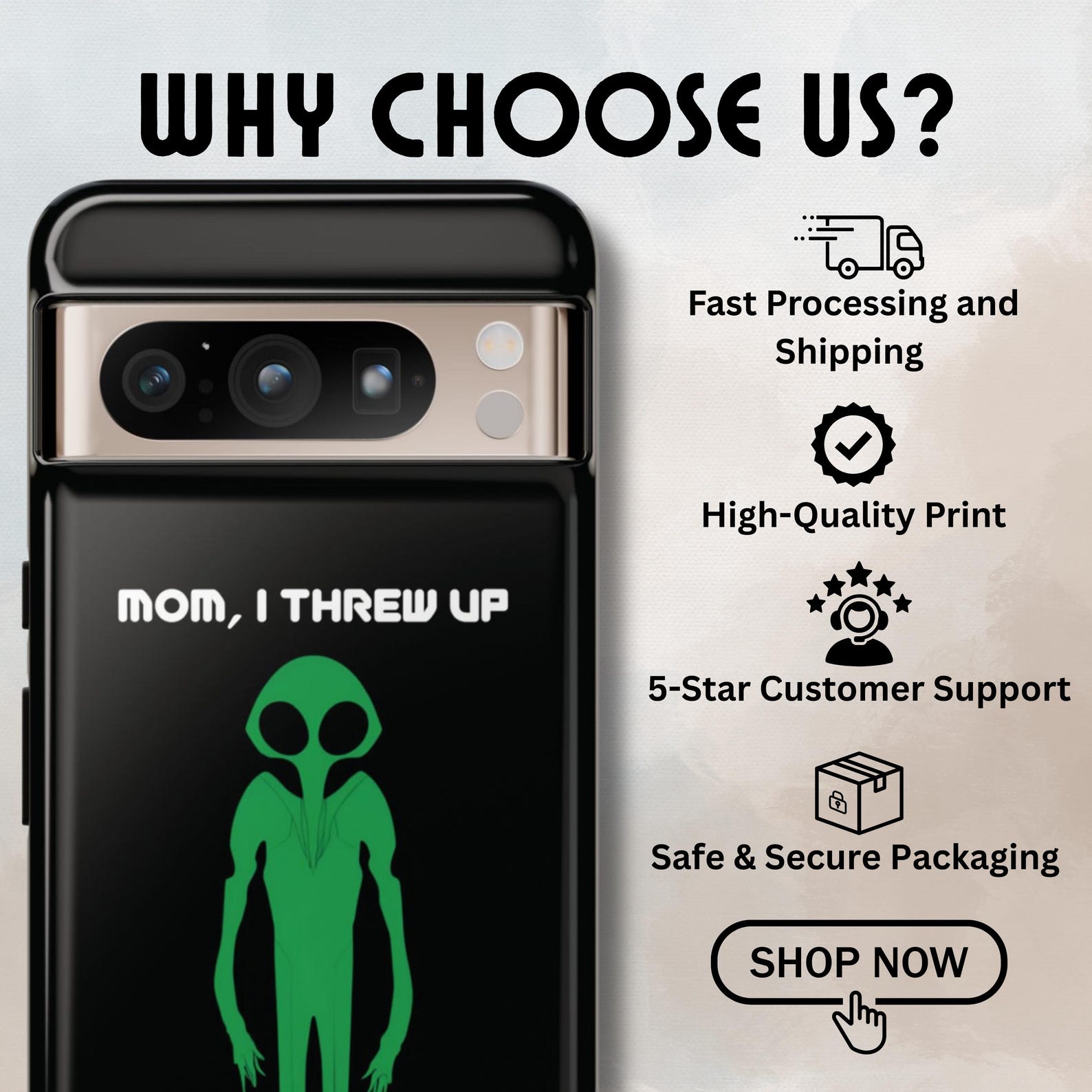 Alien Phone Case Funny Meme Design Quirky Cosmic Phone Cover Glossy ...