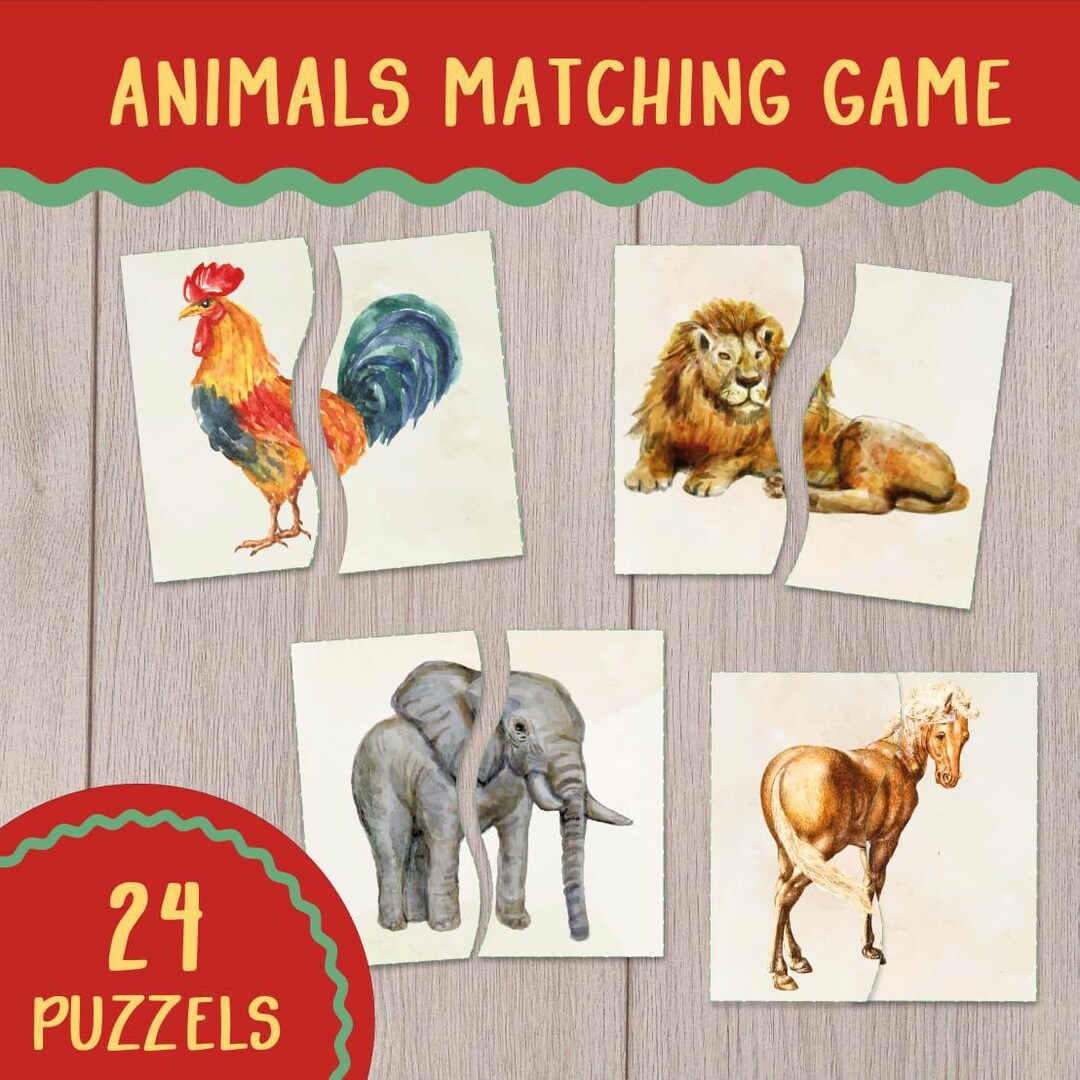 Matching Animals Game for Kids, Toddler Animals Puzzle Activity,farm ...