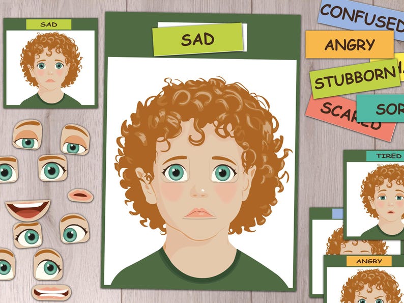 Boy Emotions Activity, Printable Feelings Chart Preschool Pre-k ...