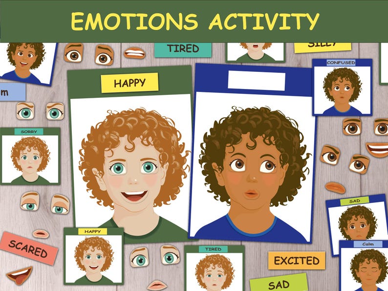 Boy Emotions Activity, Printable Feelings Chart Preschool Pre-k ...