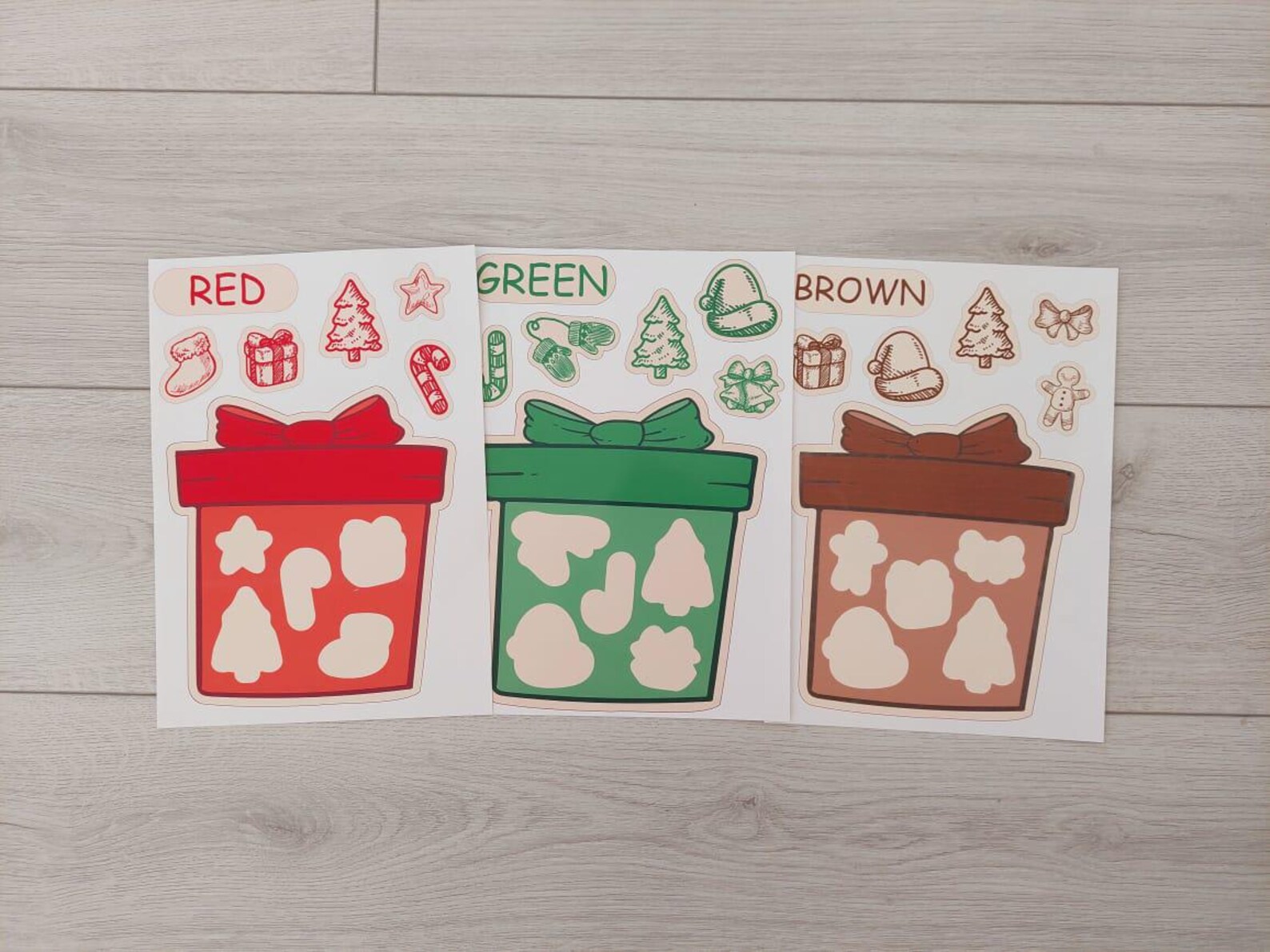 Color Matching Activity Kids for Holiday, Christmas Color Sorting Game ...