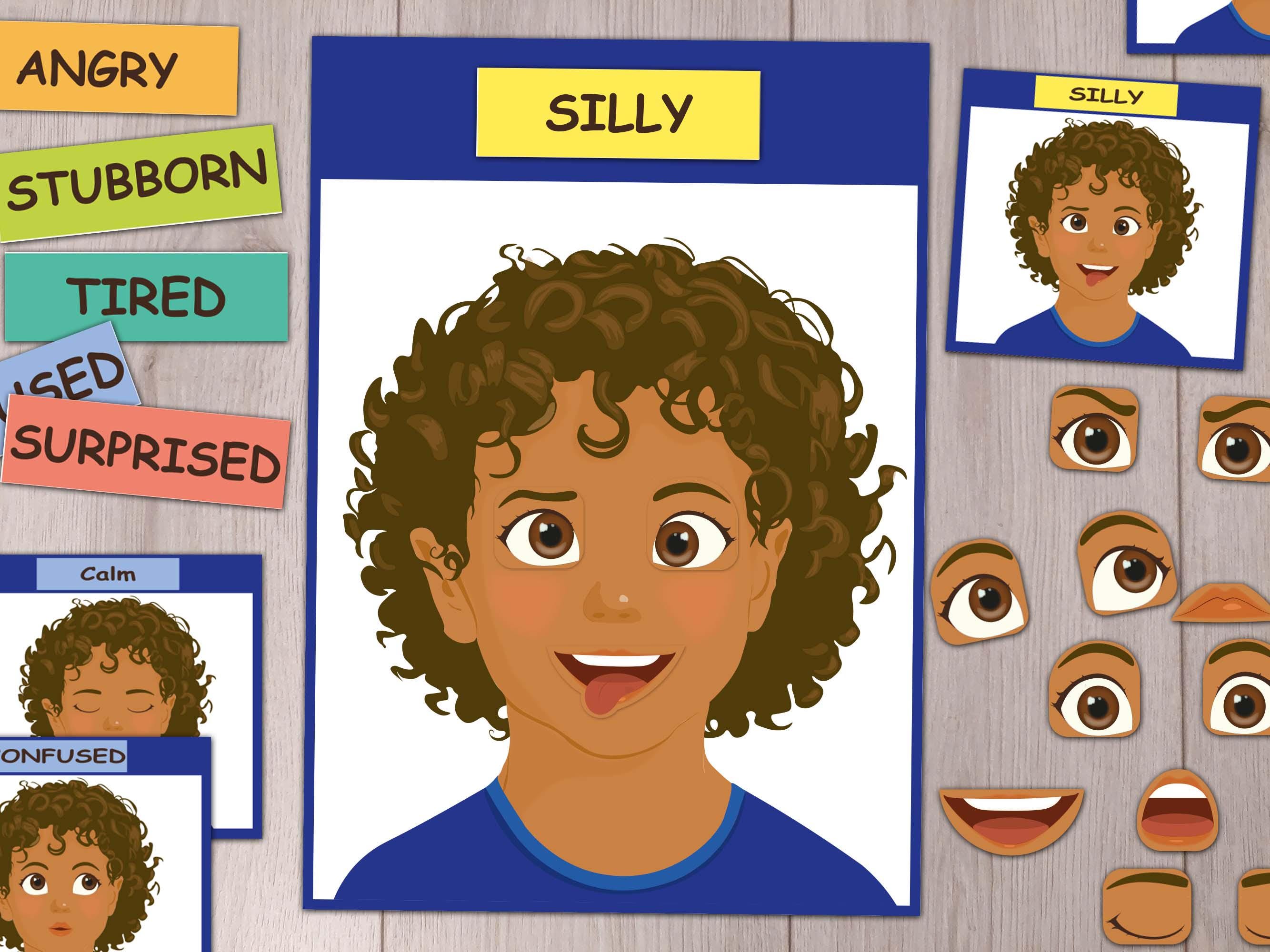 Boy Emotions Activity, Printable Feelings Chart Preschool Pre-k ...