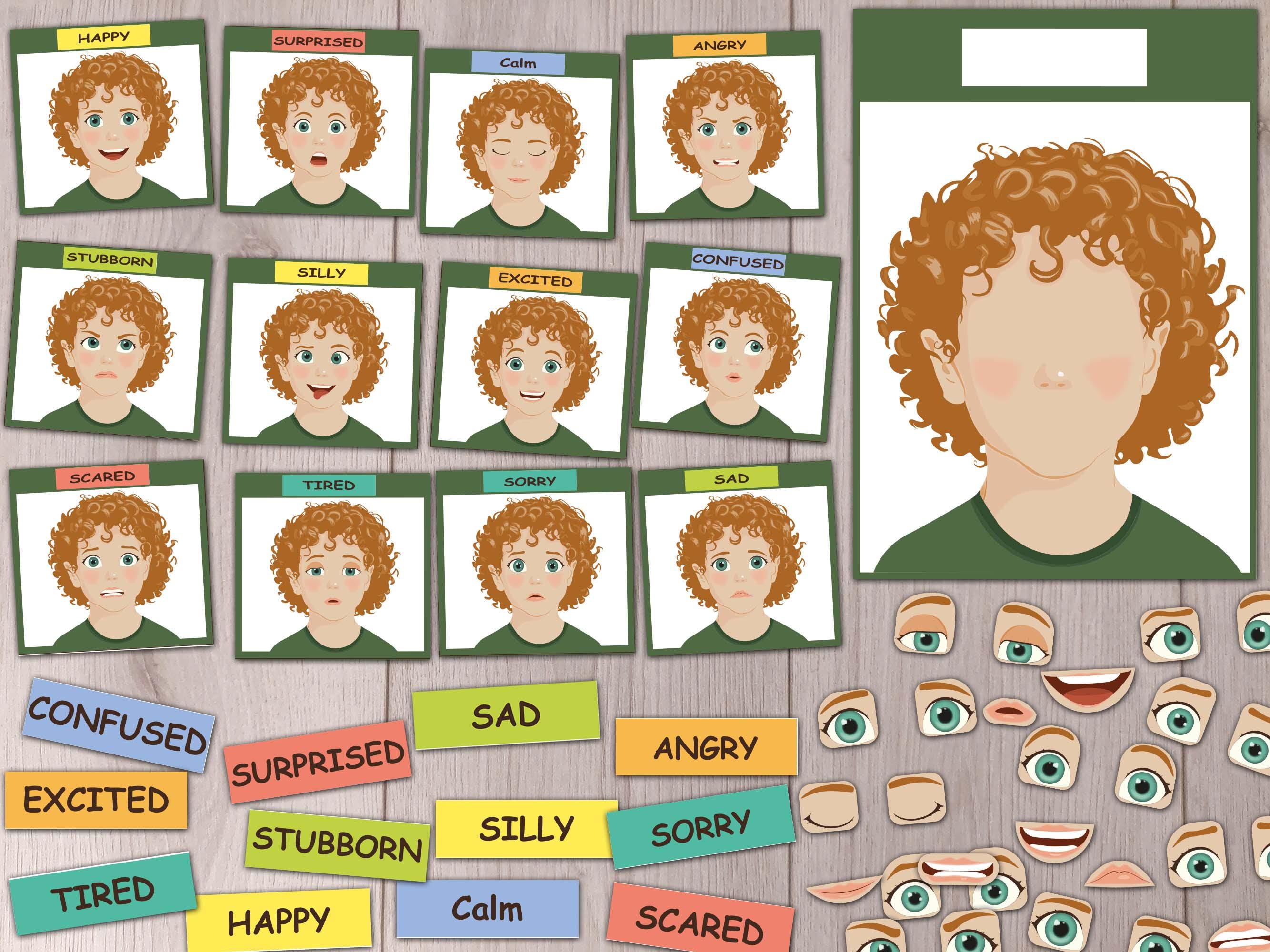 Boy Emotions Activity, Printable Feelings Chart Preschool Pre-k ...