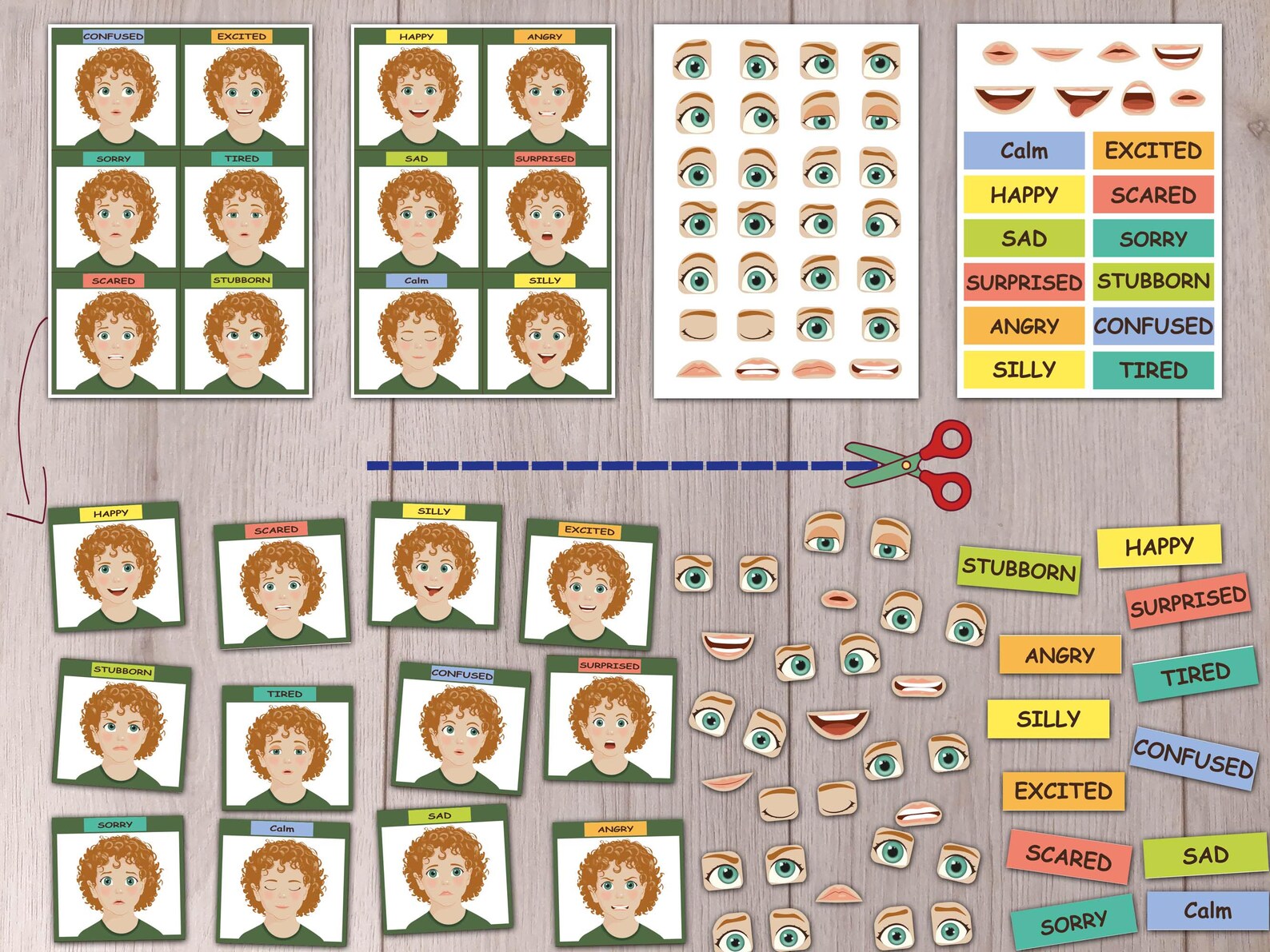Boy Emotions Activity, Printable Feelings Chart Preschool Pre-k ...