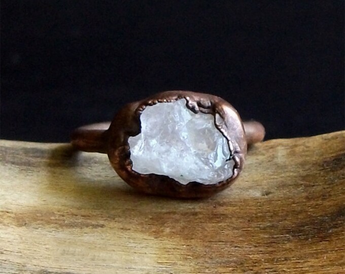 Morganite Ring Copper Gemstone Ring Raw Crystal Ring Beryl - Etsy