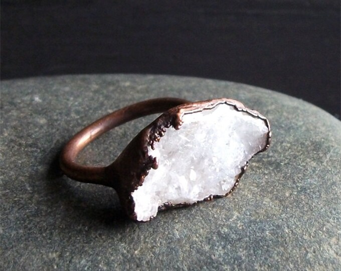 Druzy Ring Gemstone Ring Geode Ring Cocktail Ring Size 9 - Etsy