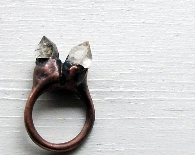 Copper Ring Tibetan Quartz Crystal Ice Natural Artisan - Etsy