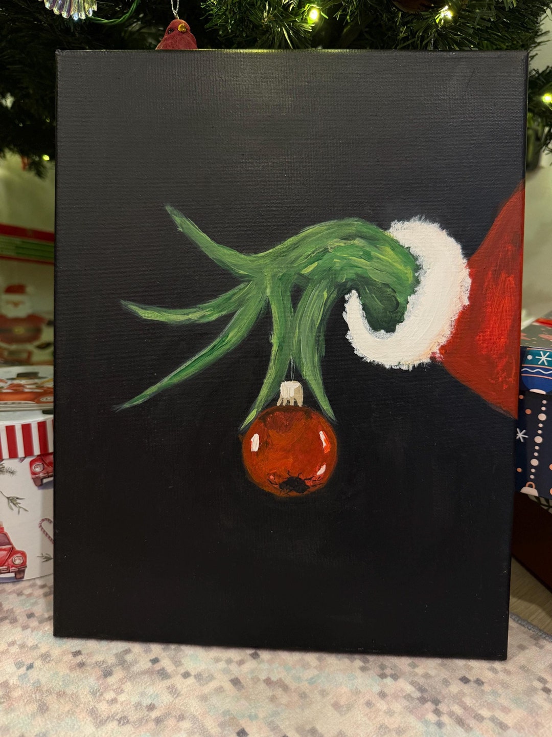 Grinch Wall Art, Painting, Christmas Painting, the Grinch Holiday Wall ...