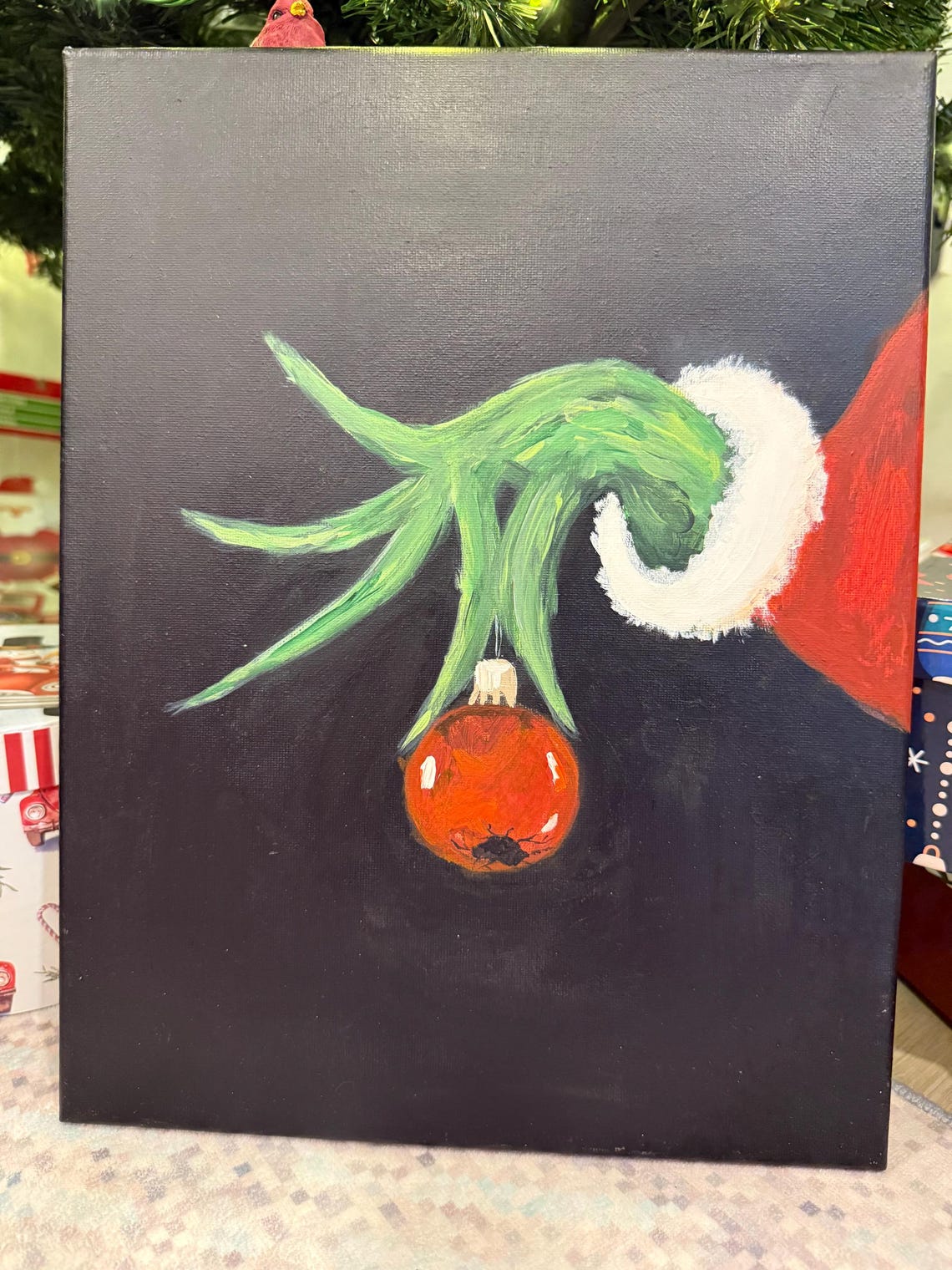 Grinch Wall Art, Painting, Christmas Painting, the Grinch Holiday Wall ...