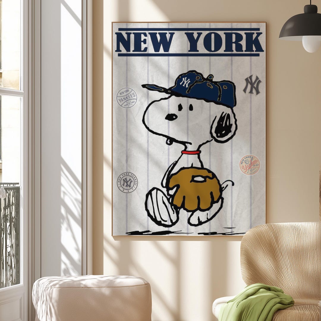 Snoopy Vintage New York Yankee Print Pinstripe - Etsy