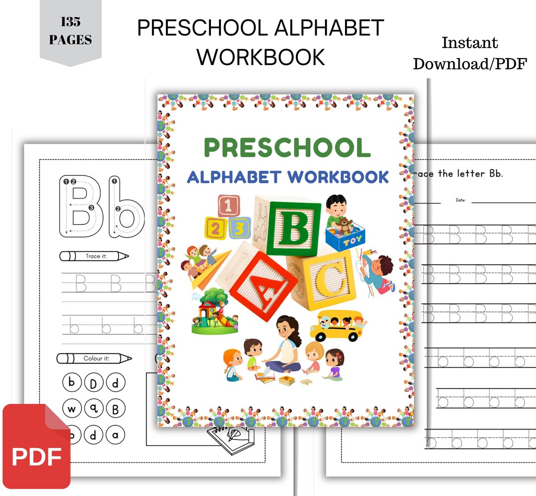 Preschool Alphabet Workbook, Printable Toddler Alphabet Learning ...