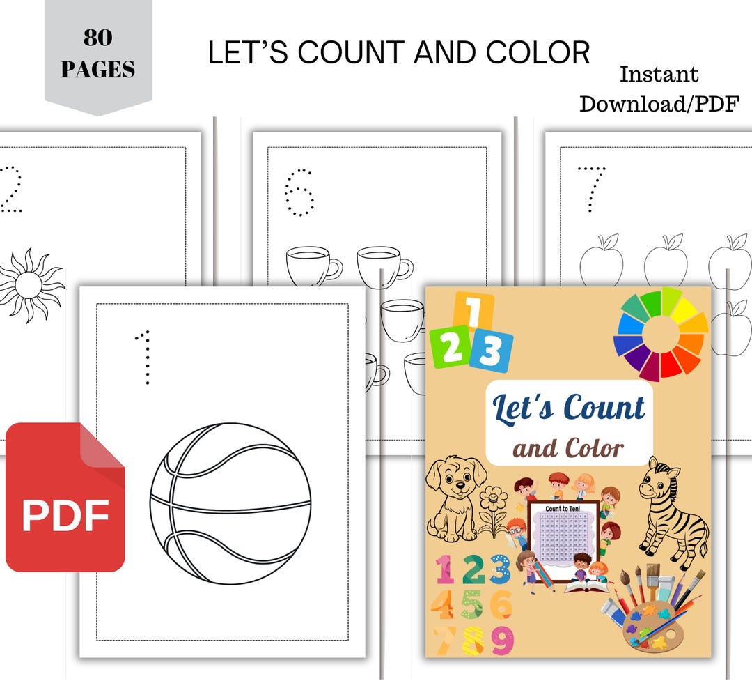 Let's Count and Color, Printable Toddler Alphabet Learning Worksheets ...