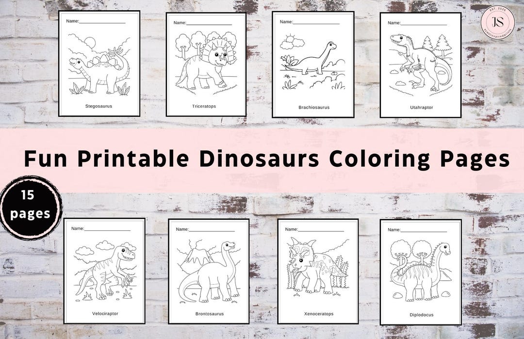 15 Fun Dinosaur Coloring Pages, Simple Fun Coloring for 2-7 Years Old ...