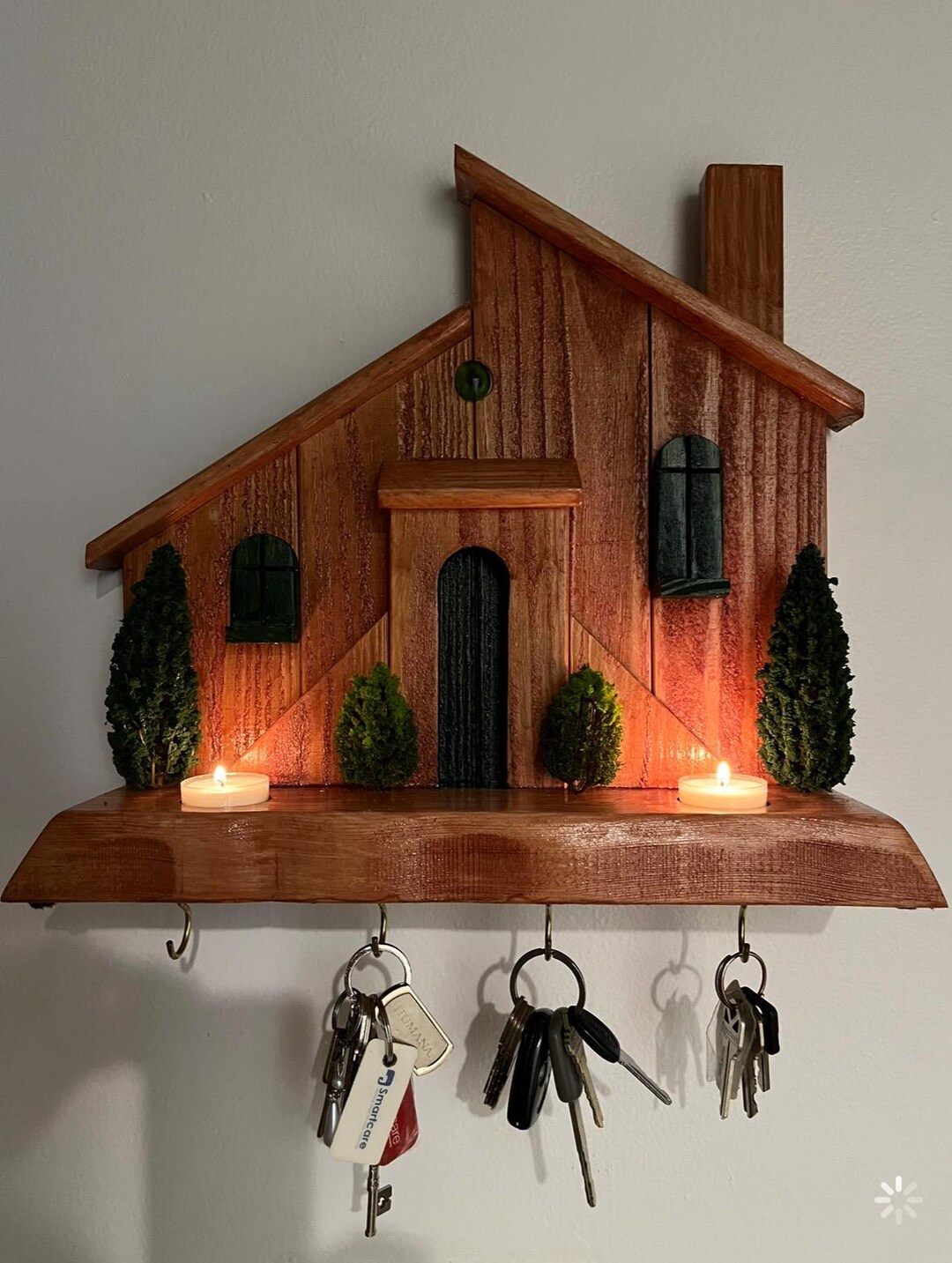 Pecan Wooden Key Chain Holder - Etsy