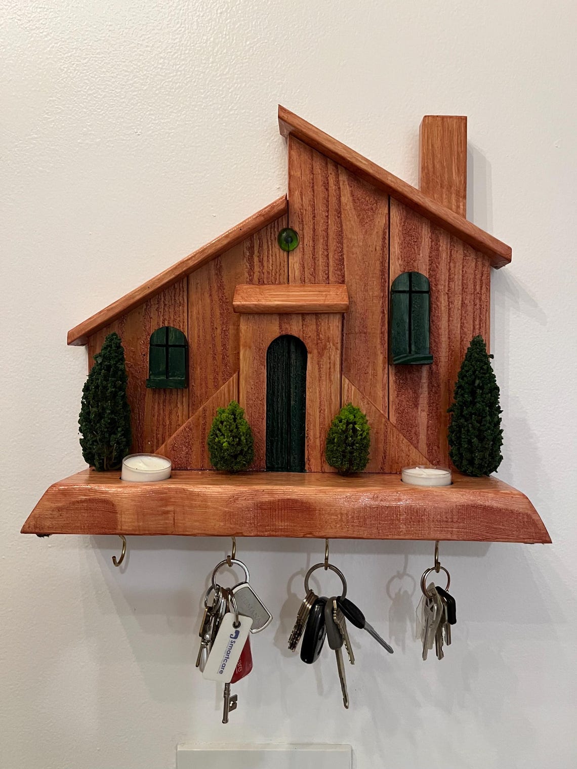 Pecan Wooden Key Chain Holder - Etsy