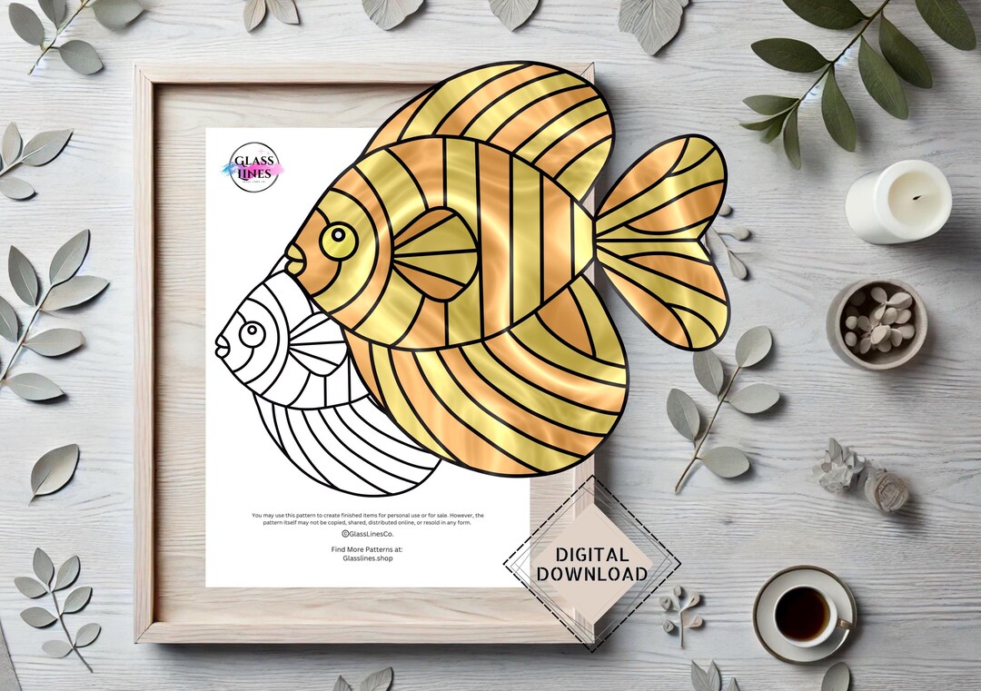 Goldfish Stained Glass Pattern: DIY Fish Suncatcher (digital Download ...