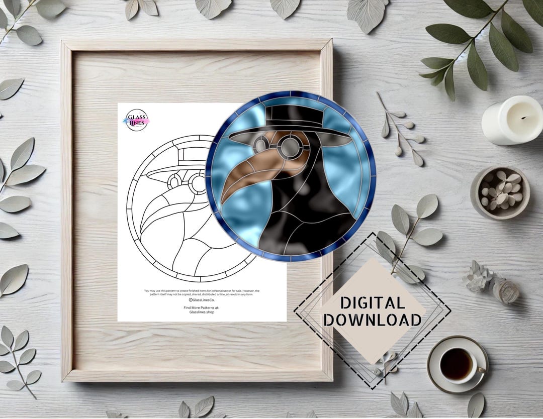 Plague Doctor Stained Glass Pattern - Digital Download for DIY Glass ...
