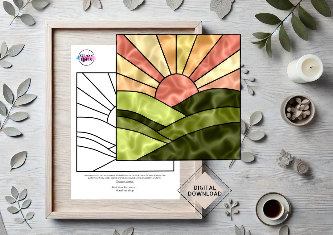 Sunrise Stained Glass Suncatcher Pattern - Digital Download for DIY ...