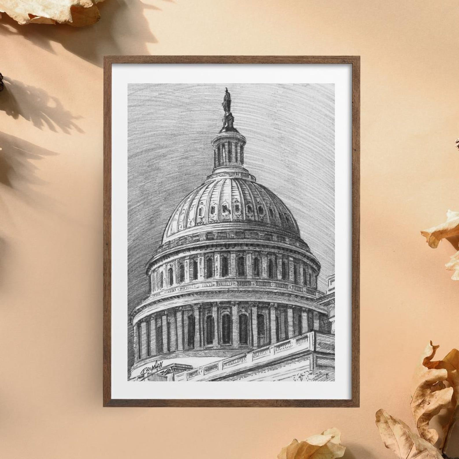 Hand-drawn U.S. Capitol Sketch Print – Washington DC Landmark Wall Art ...
