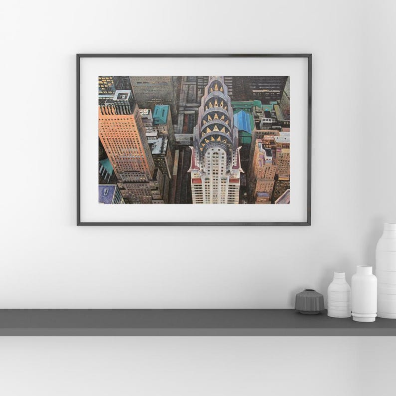 Chrysler Building Aerial View – Iconic NYC Skyline Art Print, Modern ...