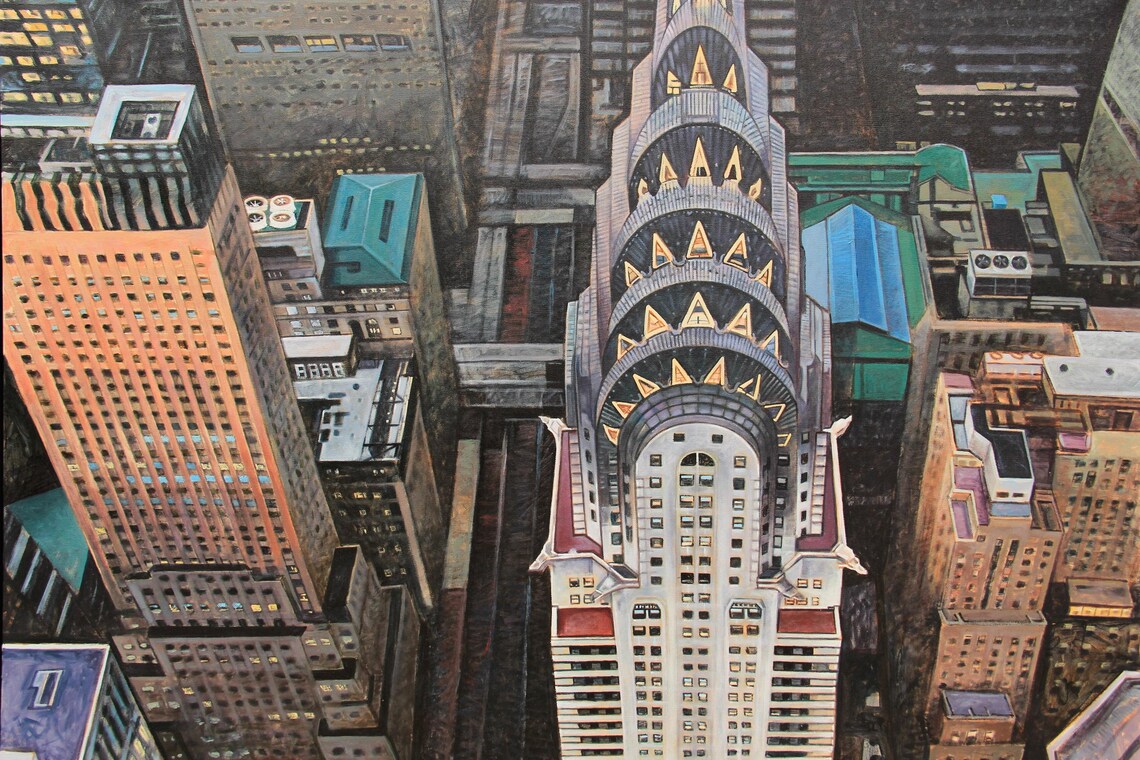 Chrysler Building Aerial View – Iconic NYC Skyline Art Print, Modern ...