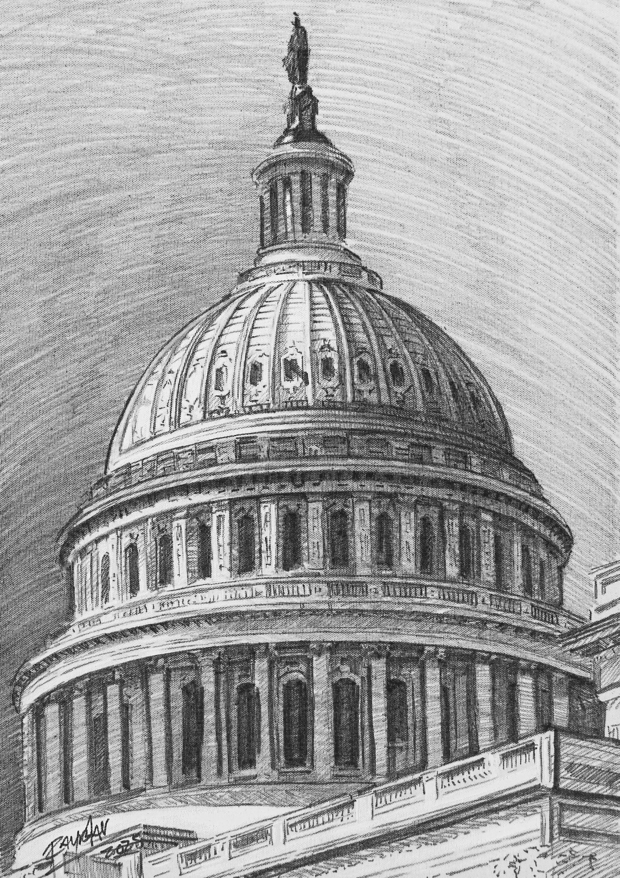 Hand-drawn U.S. Capitol Sketch Print – Washington DC Landmark Wall Art ...