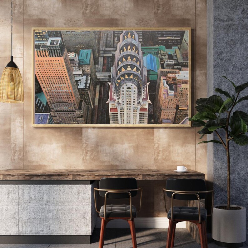Chrysler Building Aerial View – Iconic NYC Skyline Art Print, Modern ...