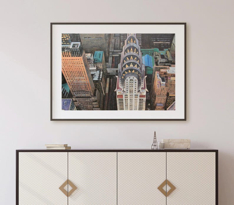 Chrysler Building Aerial View – Iconic NYC Skyline Art Print, Modern ...