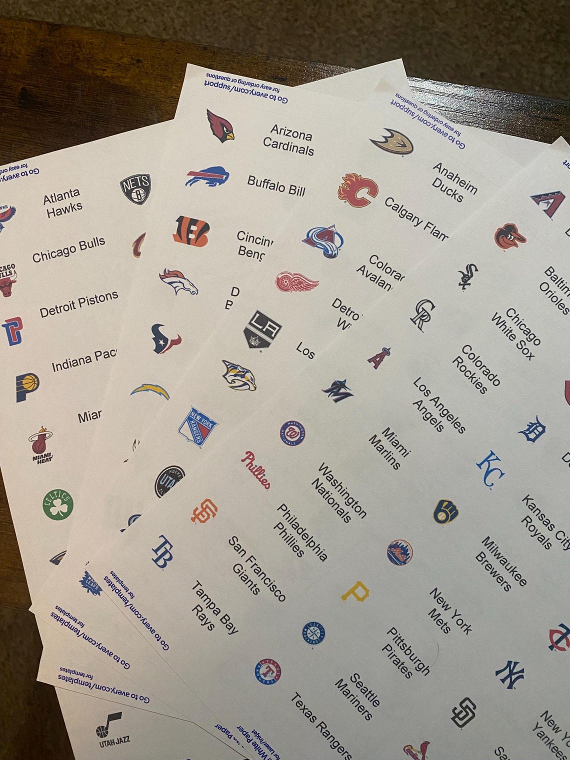 Logo Team Labels for Tall Sports Card Dividers. LABELS ONLY. Mlb,nba ...