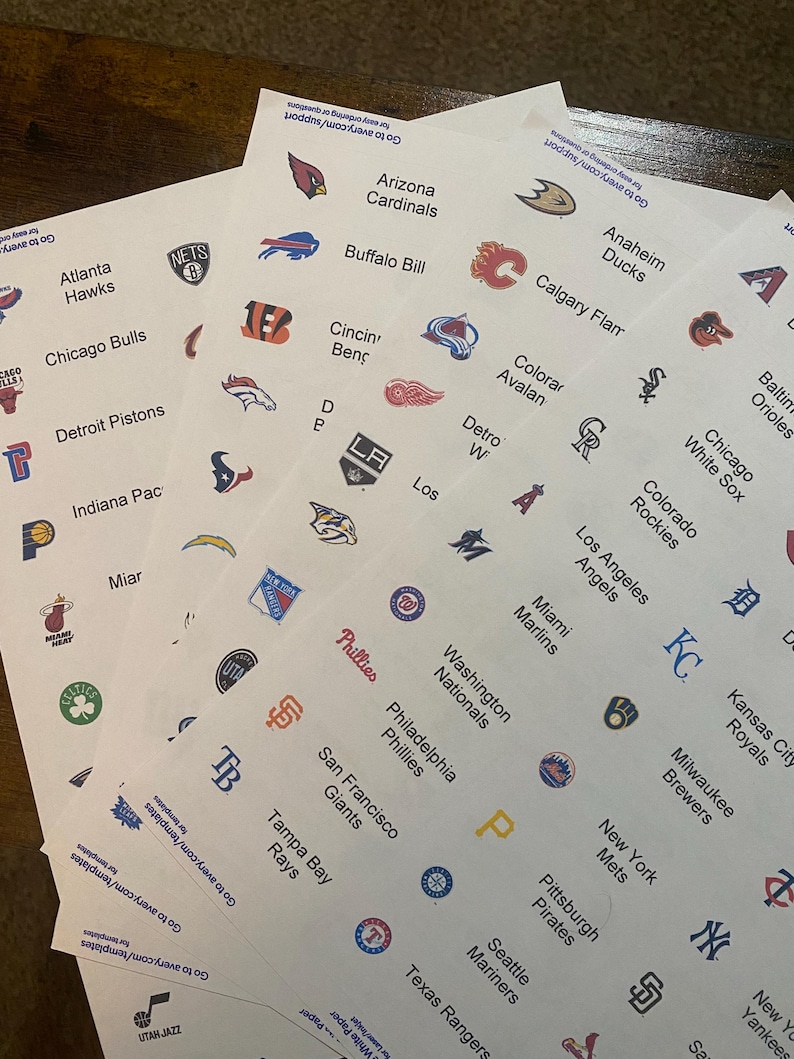 Sports Team Logo Labels for Tall Card Dividers (mlb, Nba, Nfl, Nhl) - Etsy