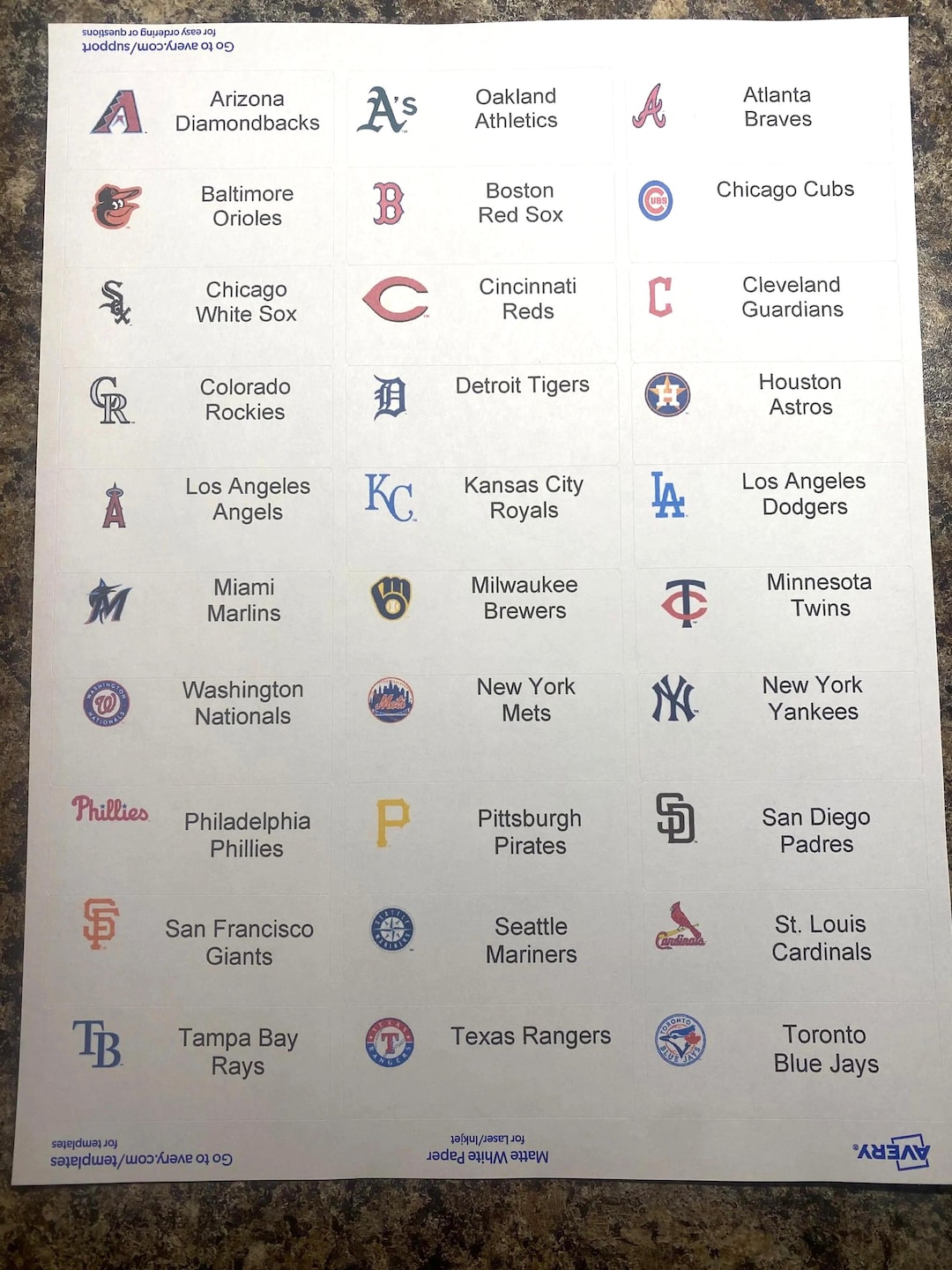 Logo Team Labels for Tall Sports Card Dividers. LABELS ONLY. Mlb,nba ...