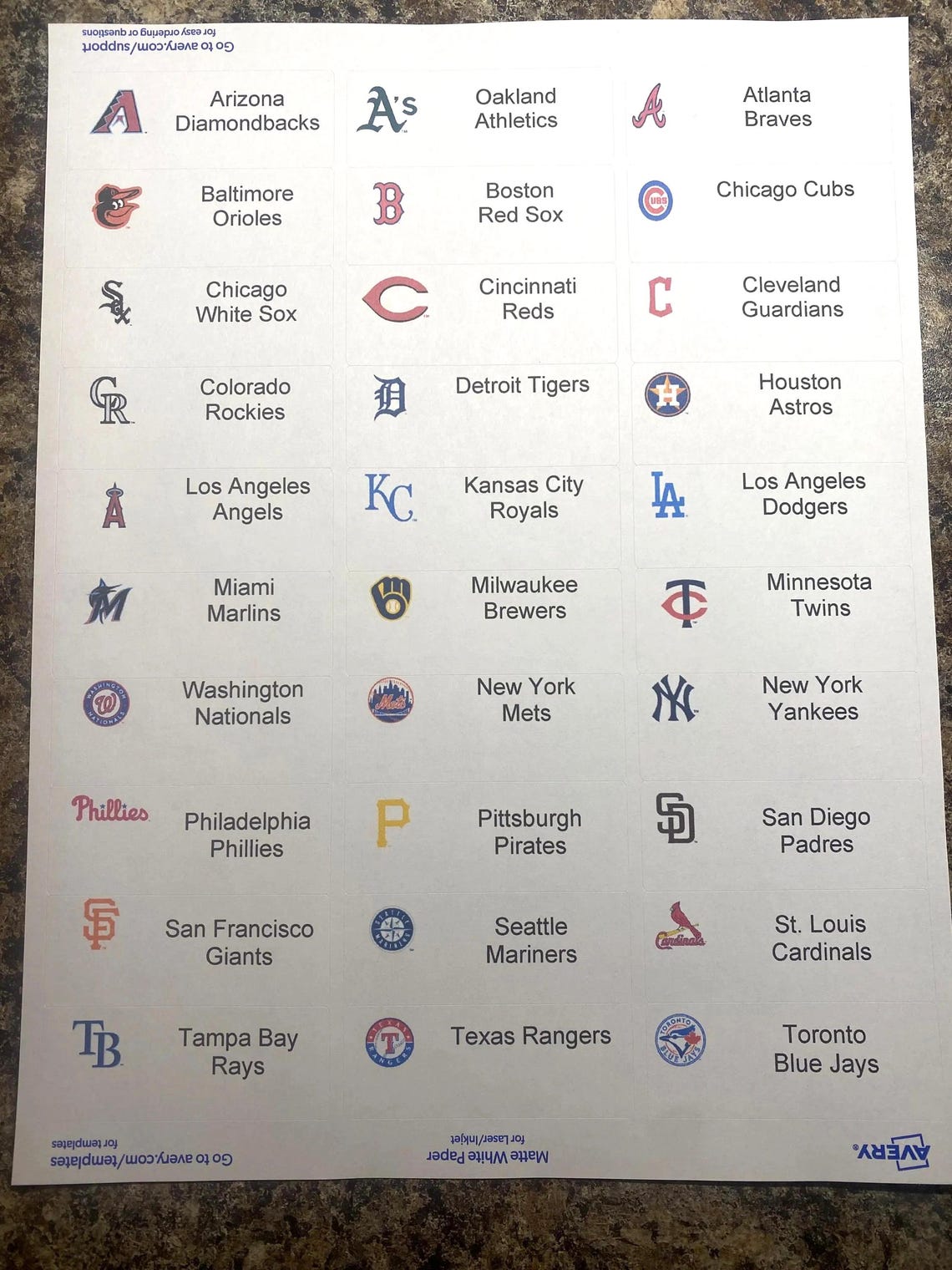 Logo Team Labels for Tall Sports Card Dividers. LABELS ONLY. Mlb,nba ...