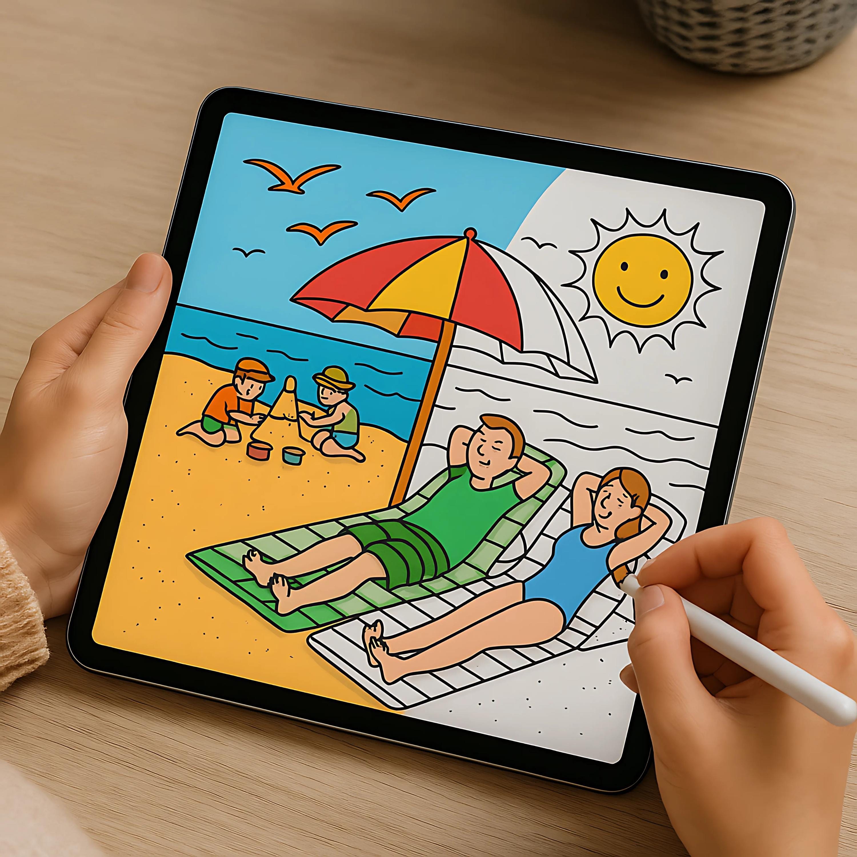 Cozy Summer Coloring Book | Easy Printable Beach and Relaxing Summer ...