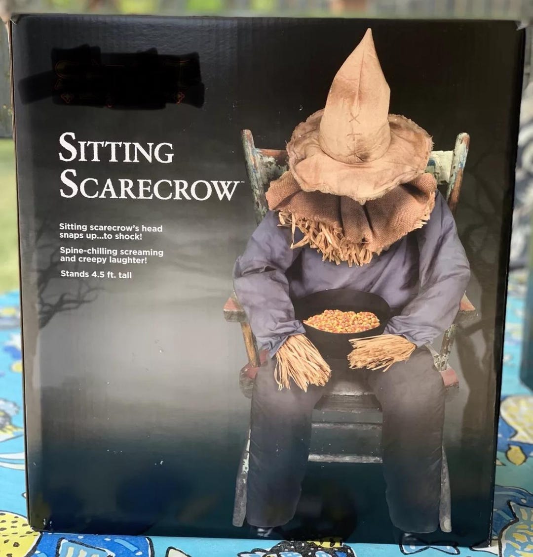 Halloween Animated Prop 4.5 Ft Sitting Scarecrow Animatronic - Etsy