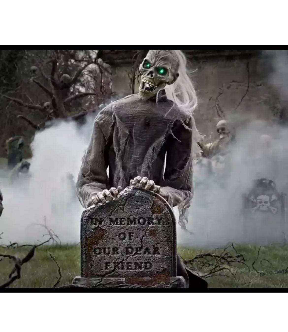 Spirit Halloween 3 Ft Gravestone Ghoul Animatronic Zombie Animated ...