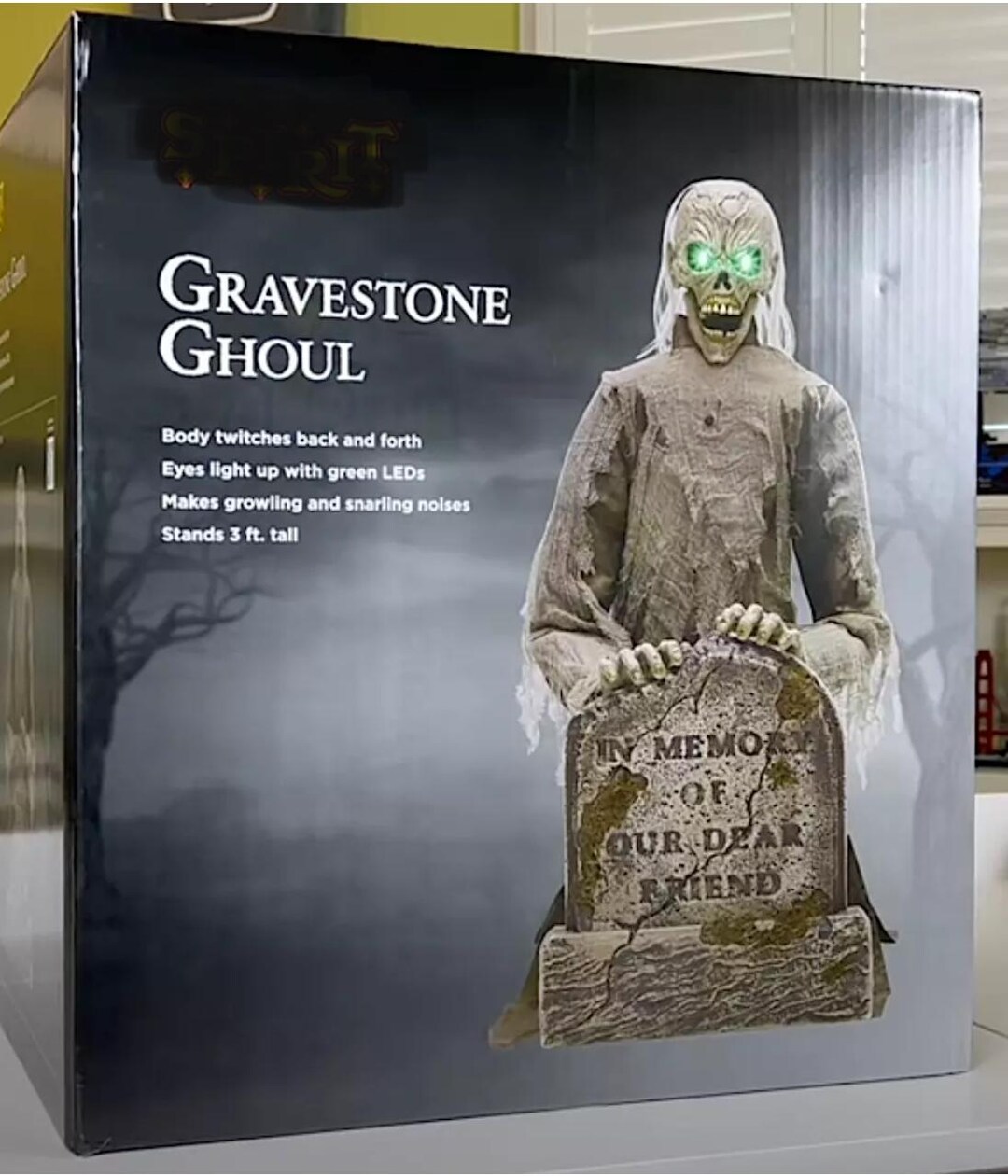 Spirit Halloween 3 Ft Gravestone Ghoul Animatronic Zombie Animated ...