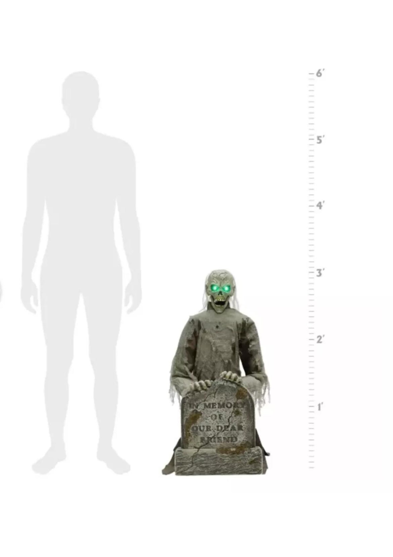 Spirit Halloween 3 Ft Gravestone Ghoul Animatronic Zombie Animated ...