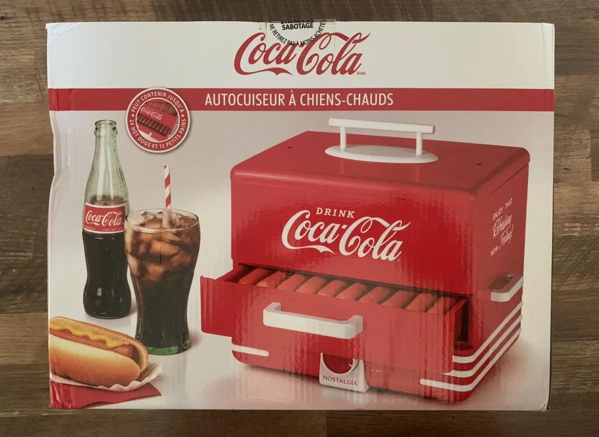 Nostalgia Coca-cola Hot Dog Steamer, Holds 24 Hot Dogs & 12 Buns at A ...